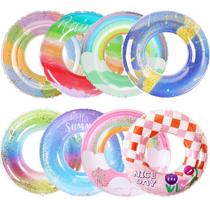 Libima 8 Pcs Pool Floats for Kids Inflatable Glitter Swim Tubes Rings ...