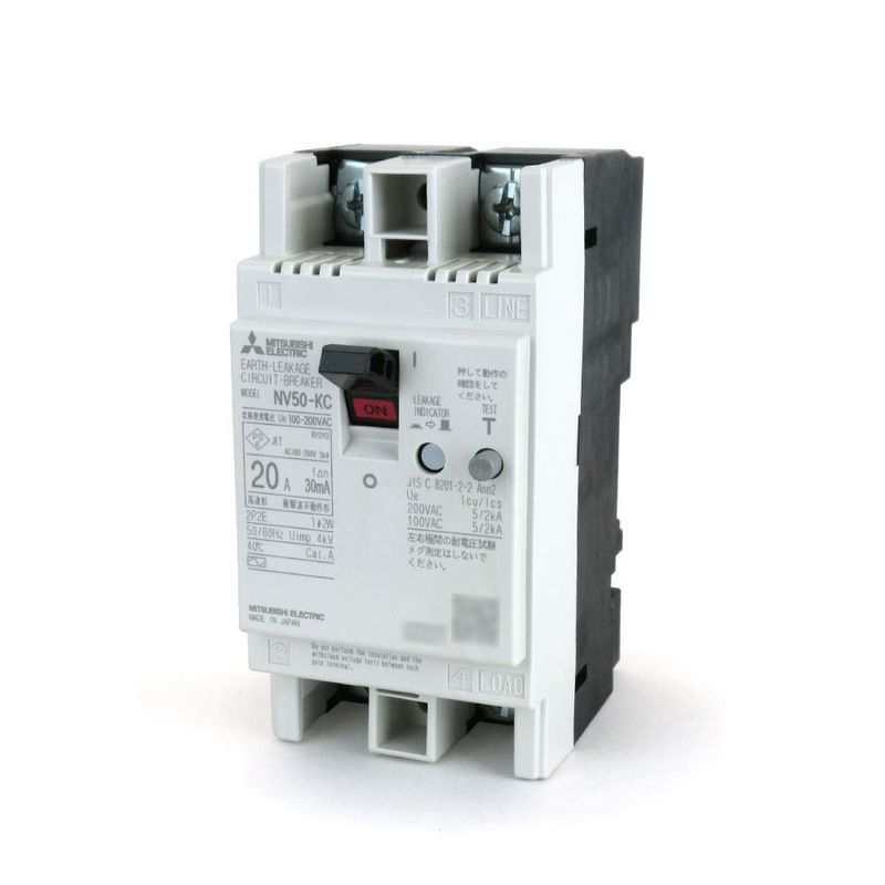 Mitsubishi Electric NV50-KC 2P 20A 30MA (Gain Leakage Circuit Breaker) (2 Poles) (AC 100-200V ...