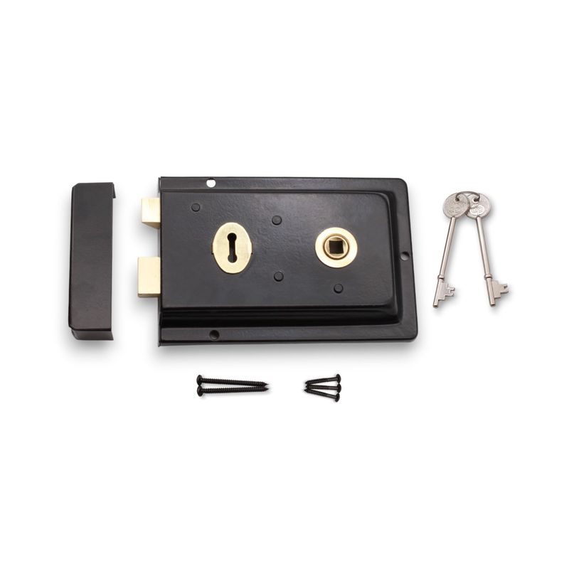Infinity Decor Fluted Epoxy Black Rim Lock Latch Set – Traditional Iron ...