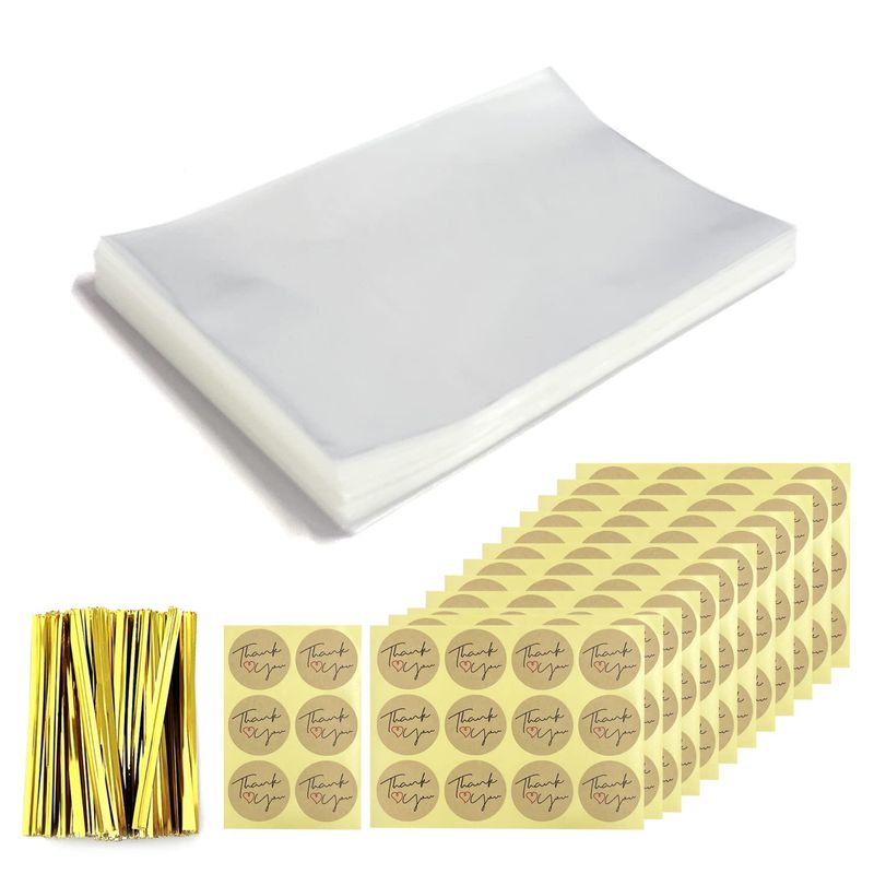 150 pieces of transparent OPP plastic bags, 150pieces of stickers, 200 ...