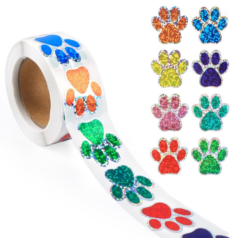 500pcs Paw Print Sticker, 1 Inch Self-Adhesive Glittery Puppy Paw ...