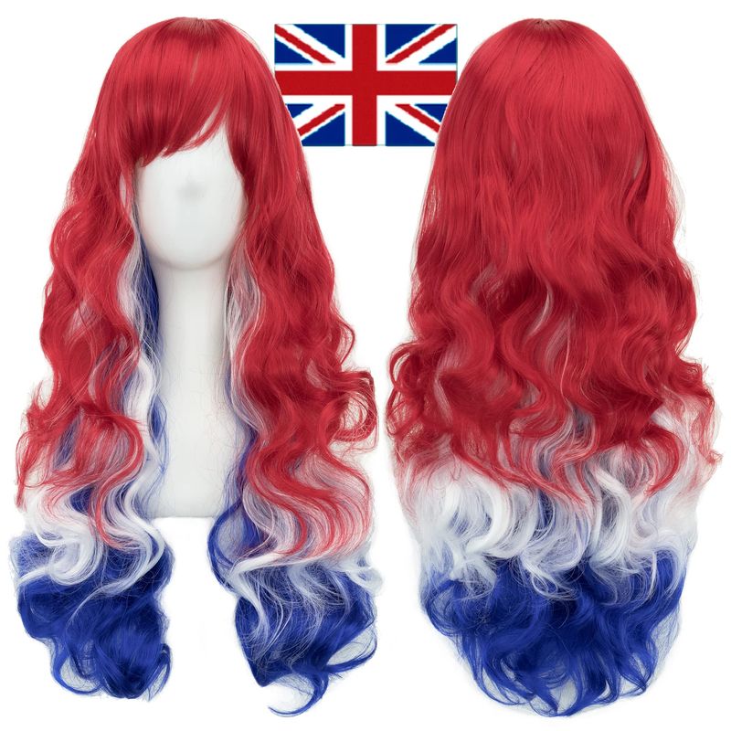 IMISSU Flag Color Design Hair Cosplay Wigs with Bangs Halloween Costume ...