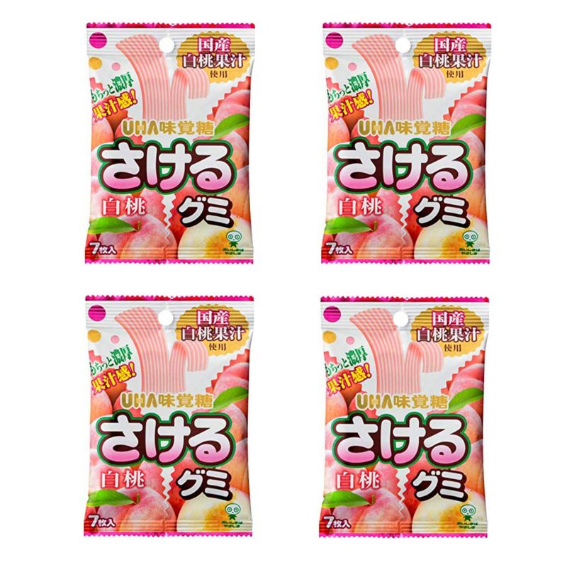 UHA Mikakuto Sakeru White Peach Gummy Candy 7 Pieces 32.9g - Pack of ...