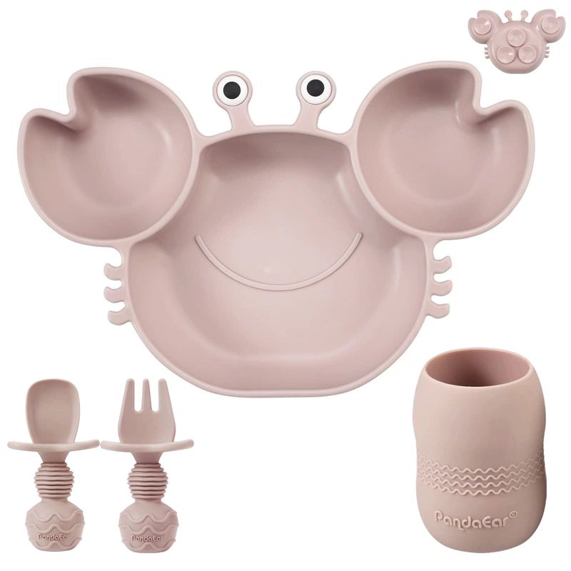 PandaEar Silicone Baby Plate with Suction + Baby Sippy Cup + Baby ...