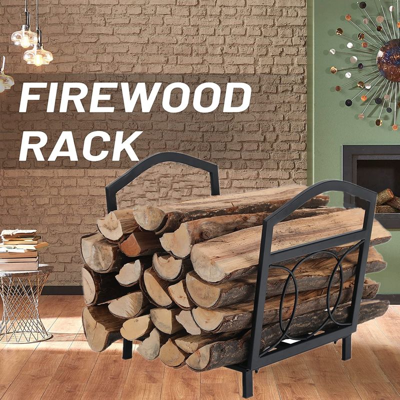 Firewood Rack Wood Storage Log Holder Steel Lumber Stacker Carrier ...