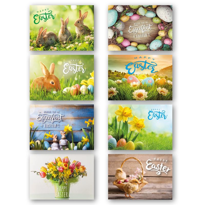 Easter Cards Pack of 8. Multipack has 8 different Mixed Easter Designs ...