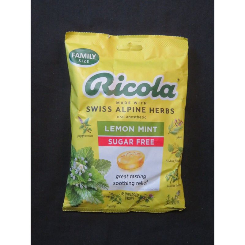 Family Size Ricola Lemon Mint Sugar Free 45 Cough Drops with Swiss Alpine Herbs - Online ...