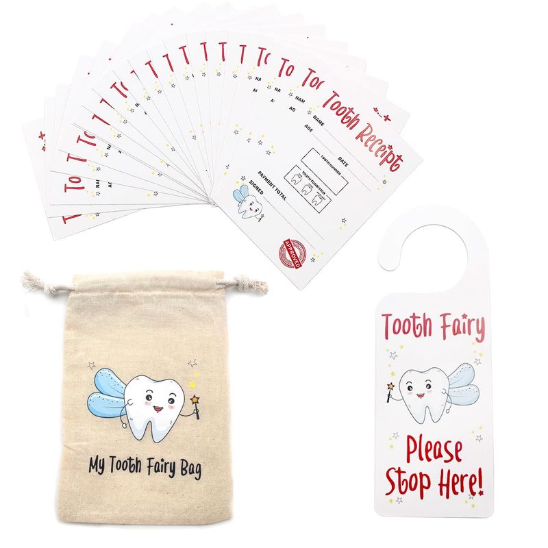 Tooth Fairy Bag Set with 20 A7 Size Tooth Fairy Certificate Cards and 1 ...