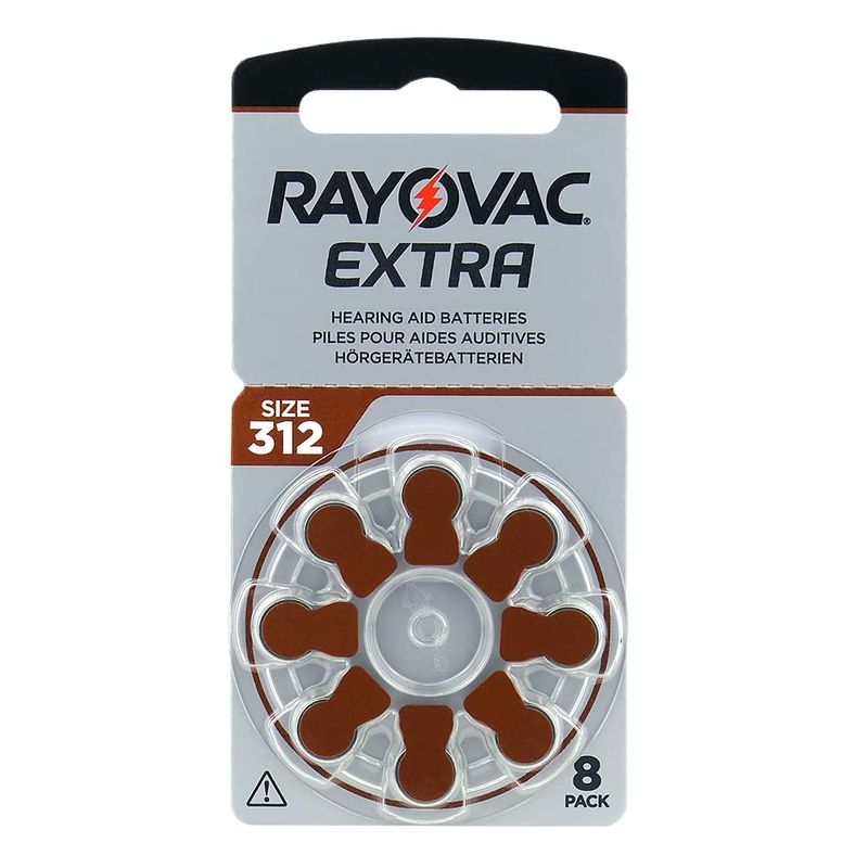 Rayovac Extra 312, 8 Pack, Hearing Aid Batteries, High Performance ...