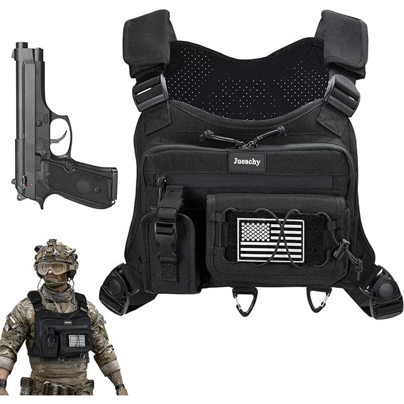 Jueachy Chest Bag For Men: Tactical Chest Vest Fits Most Pistols Chest ...
