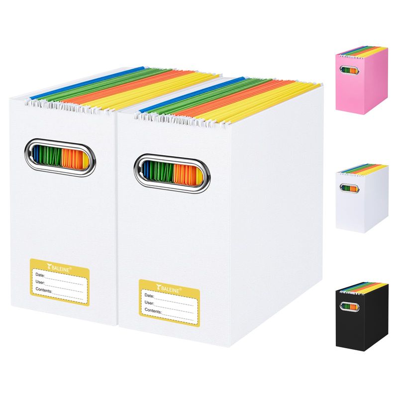 BALEINE File Organizer, File Box with Handle, Cardboard File Folder ...