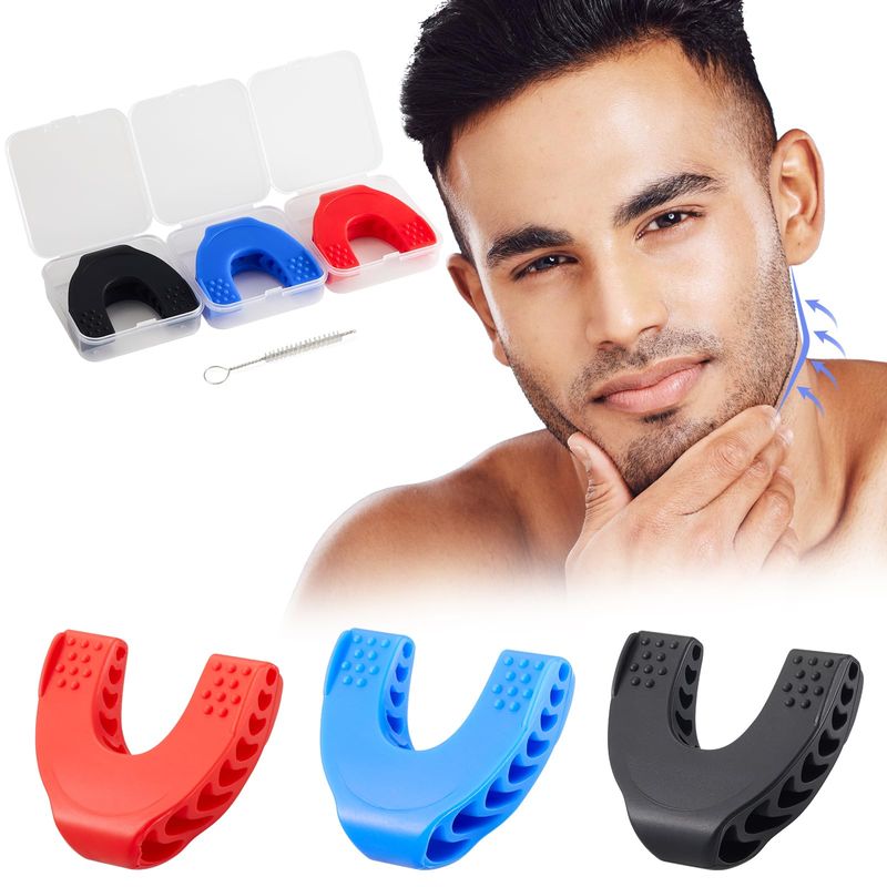 YILIMZ 3PCS Jaw Trainer, 3 Resistance Levels Silicone Jaw Exerciser for ...