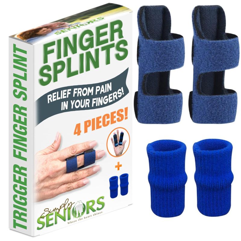 Simply Seniors Finger Splints - Set of 2 Splints & 2 Sleeves - Pain ...
