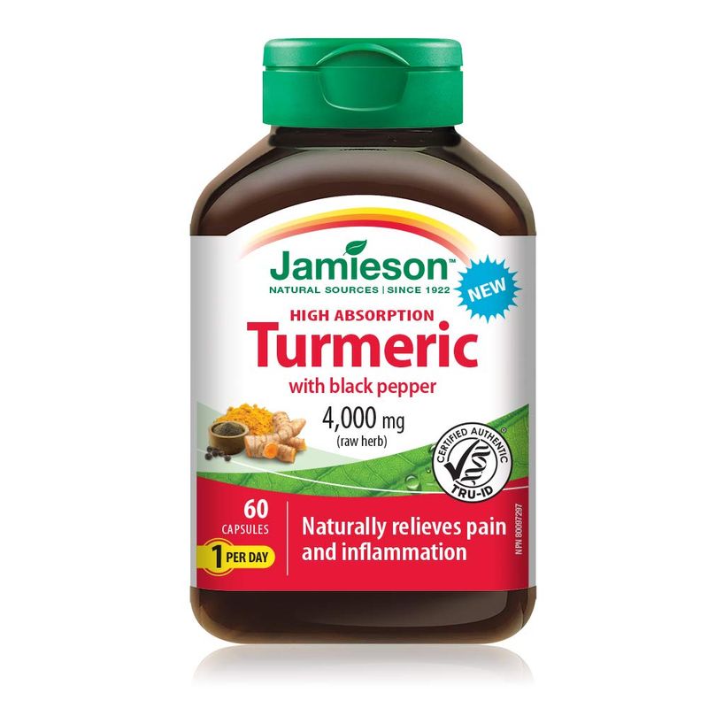 Jamieson High Absorption Curcumin Turmeric with Black Pepper 4,000 mg ...