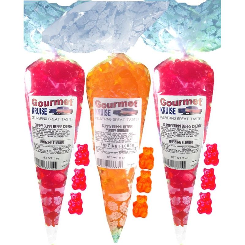 Red Gummy Bears (2) Wild Cherry (1) Energy Orange Gummi (NET WT 33 OZ ...