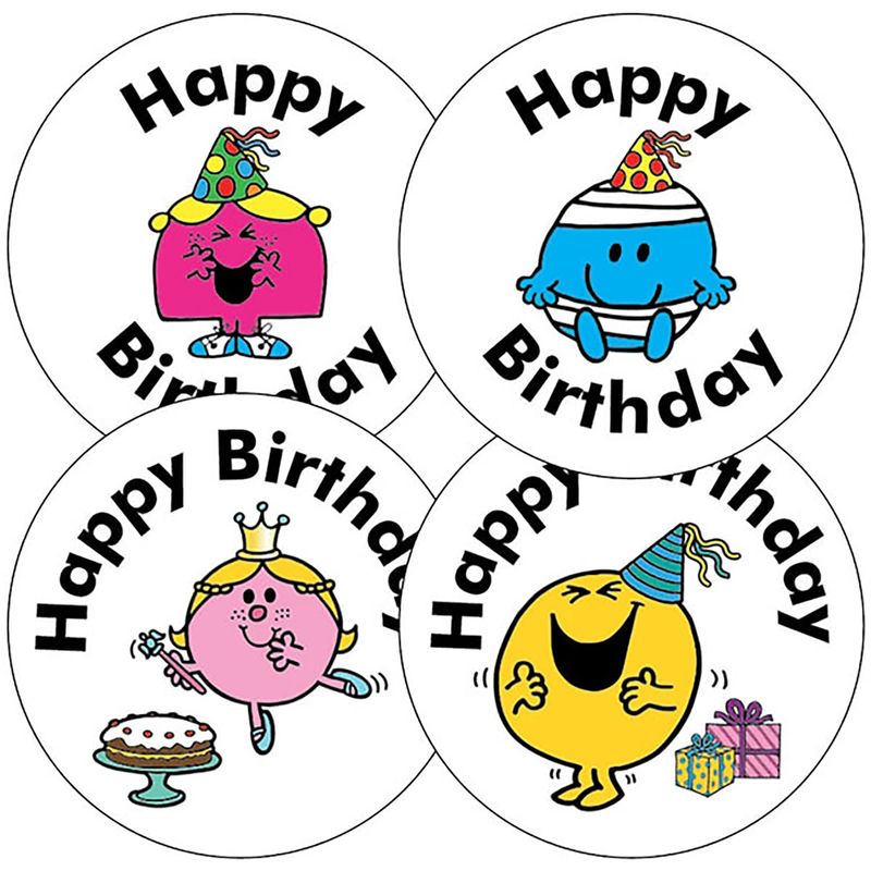 175 Mixed Mr Men & Little Miss Happy Birthday Childrens Pupils ...