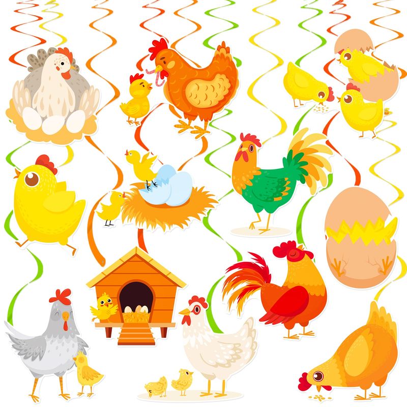 Chicken Hanging Swirls Chicken Party Hanging Ceiling Decorations ...