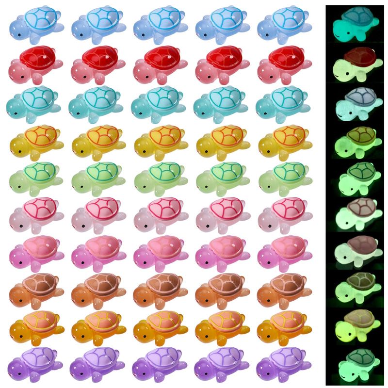 FREEBLOSS 50Pcs Luminous Mini Turtles Resin Animals Figurine 5 Colors ...