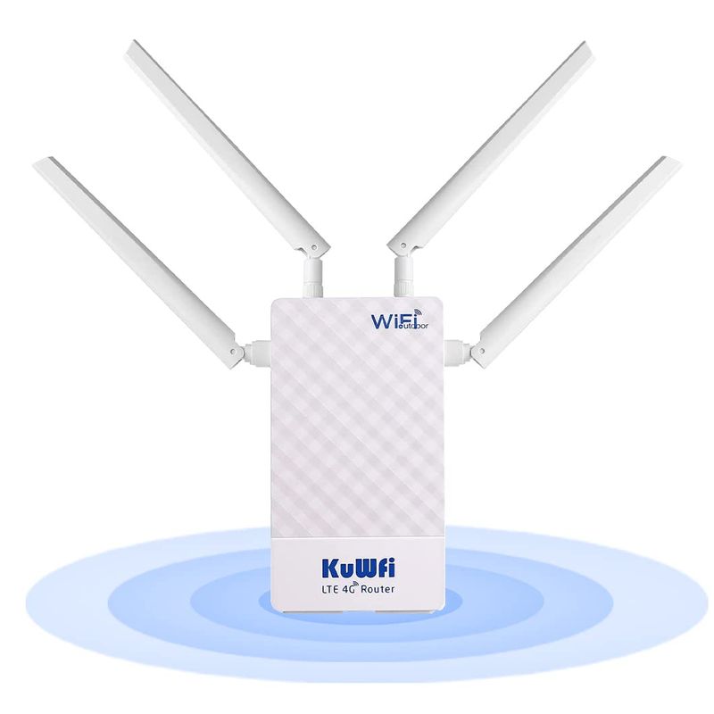 KuWFi Outdoor 4G Router with SlM Slot, 300Mbps High Speed, 4 High Gain ...