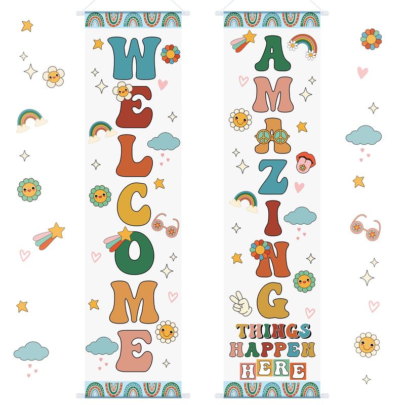 SmoothNovelty 2 Pcs Boho Rainbow Welcome Banner for Back to School ...