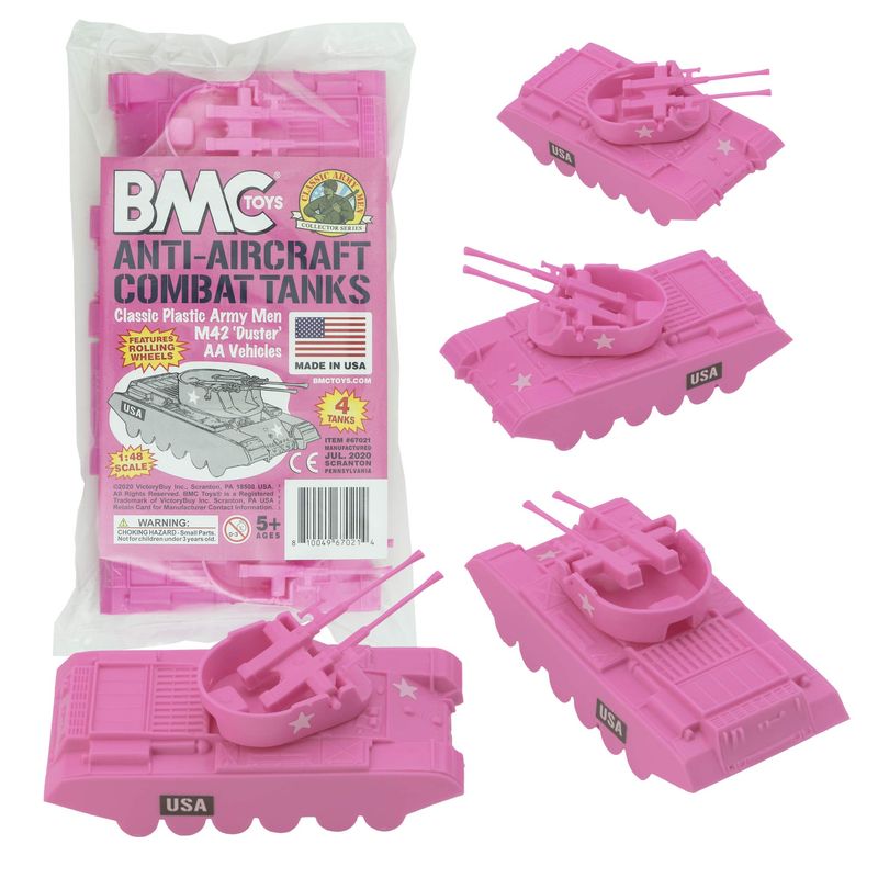 BMC Classic Payton Anti-Aircraft Tanks - 4pc Pink Plastic Army Men ...