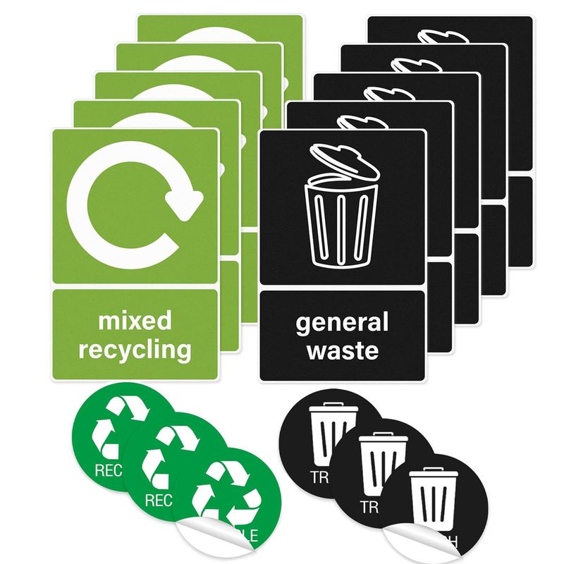 Recycling Stickers for Bins,Recycling Bins Stickers Self Adhesive,Bin ...