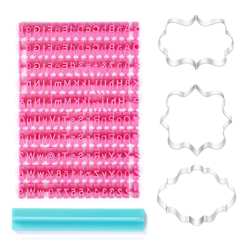 150 Pcs Alphabet Stamp and 3 Pcs Fondant Cookie Cutter Letters Lower ...