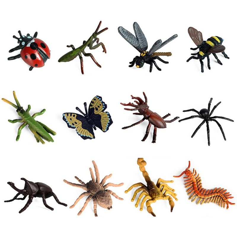 RCOMG 12 PCS Small Realistic Insects Figures Toys, Plastic Wildlife ...