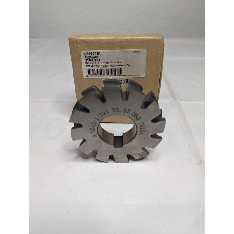 HSS 1″ Arbor Concave Radius Cutter, 9/32" Radius, 2-1/2″ Cut Diam 316 ...