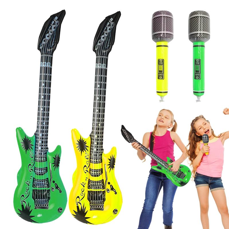 Inflatable Guitar and Microphone - 4PCS Musical Instruments Balloons ...