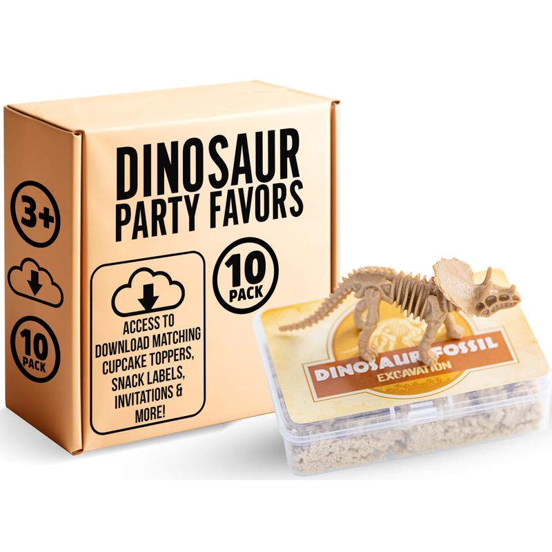 Dinosaur Party Favors for Kids Pack of 10 - Dinosaur Fossils & Quartz ...