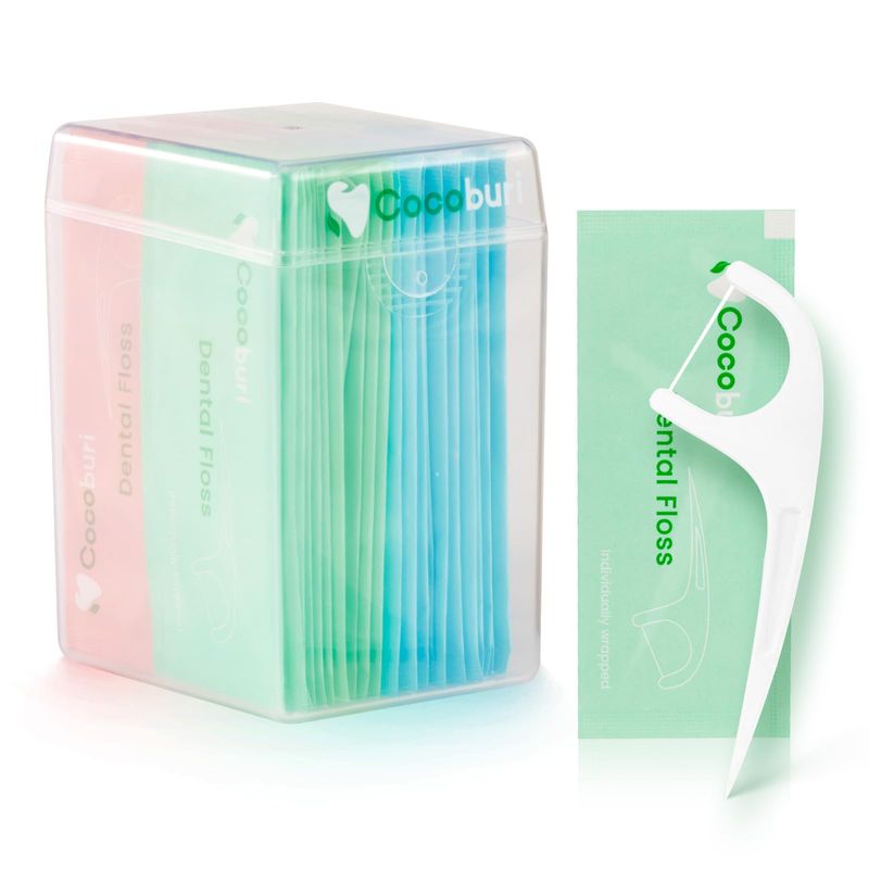 COCOBURI 50 Count Individually Wrapped Dental Floss Picks-Oral Care ...