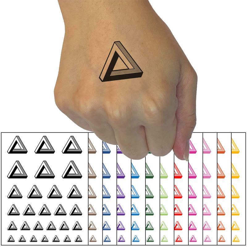Infinite Penrose Triangle Tribar Optical Illusion Temporary Tattoo ...