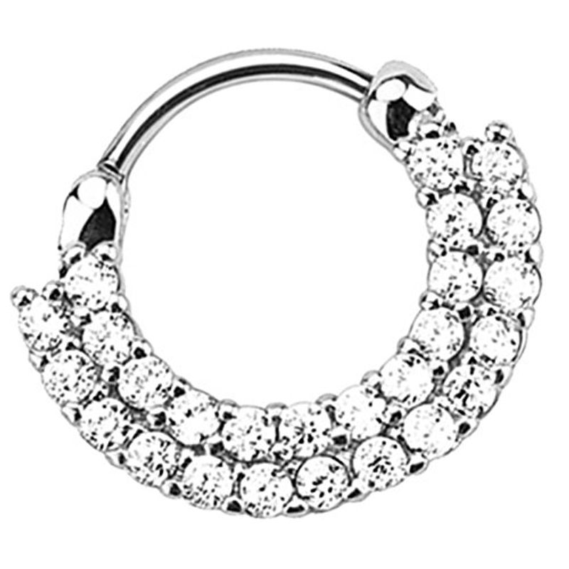 Piersando Piercing Hinge Clicker Ring Shield Tribal with Double Crystal ...