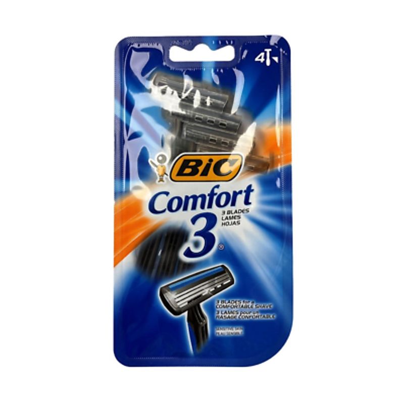 BIC Comfort 3 Razors Triple Blade Shaving Razors for Men 4 Razors ...