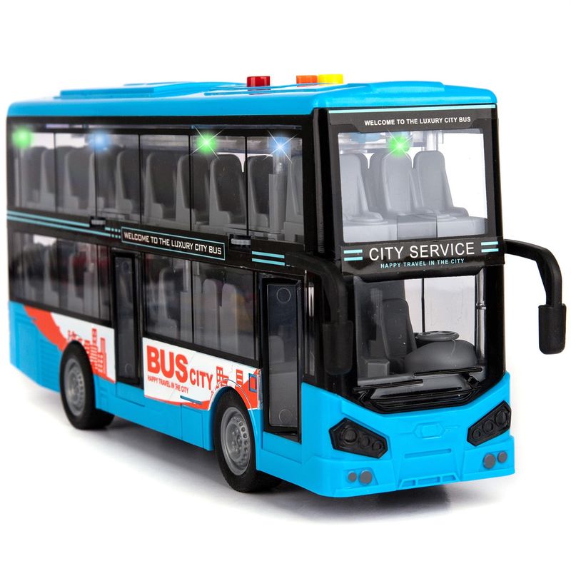 ArtCreativity Double Decker Bus Toy with Lights & Sounds - Friction ...