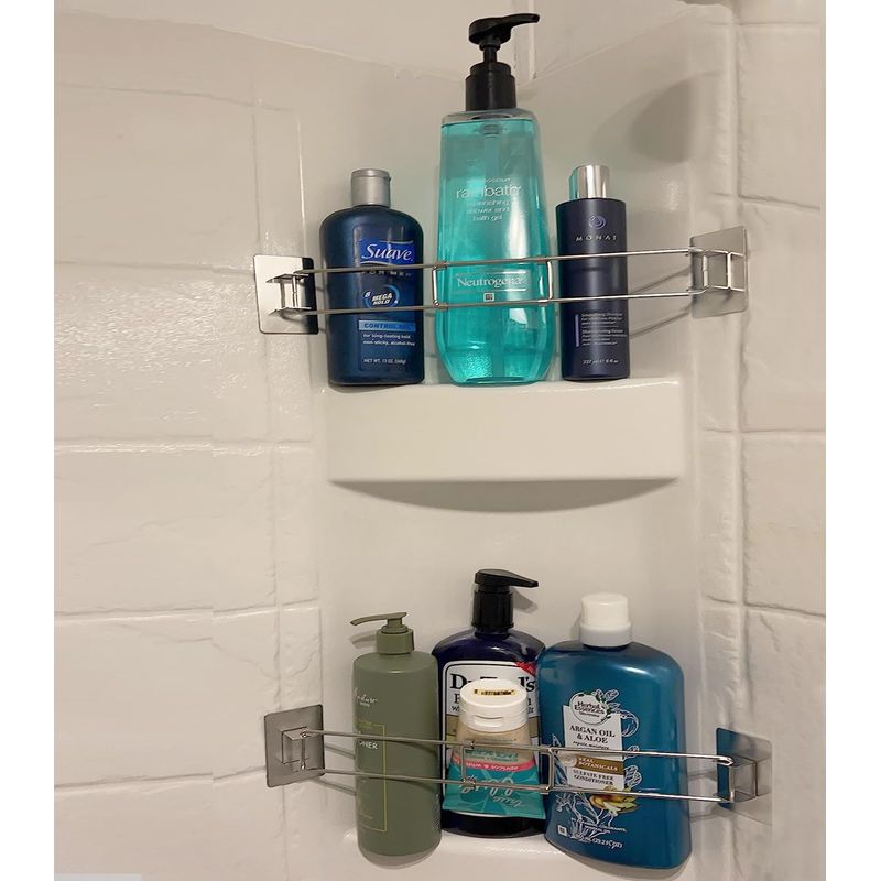 RV Shower Corner Storage Bar- Adjustable Stainless Steel Rod for Corner ...