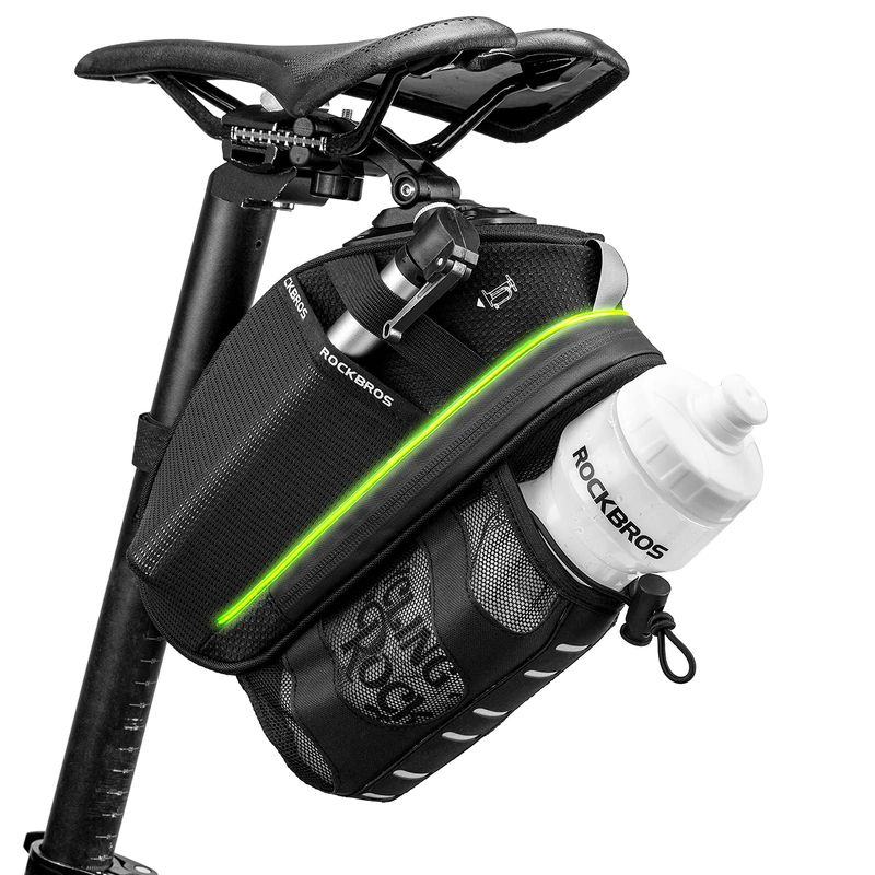 ROCKBROS Bicycle Saddle Bag 1.5L with Bottle Holder MTB Frame Bag Black ...