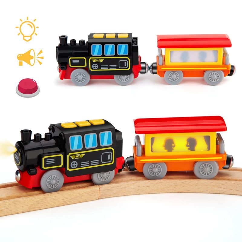 Battery Operated Locomotive Train Set for Wooden Train Tracks, Electric ...