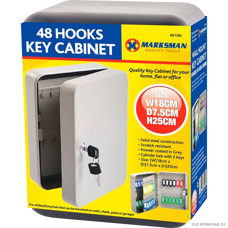 BARGAINS-GALORE NEW KEY CABINET SAFE CASE BOX 48 KEYS HOOKS METAL ...