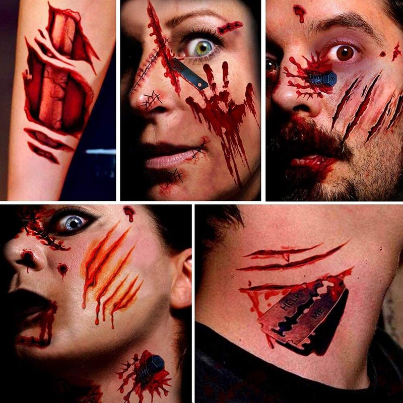 Zombie Makeup,Halloween Makeup,11 Unique Sheets,Fake Blood, Scar Tattoo ...