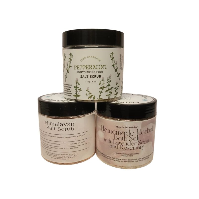 3 Pack At Home Spa Salt Scented Scrubs and Bath Gift Set HOMEMADE ALL ...