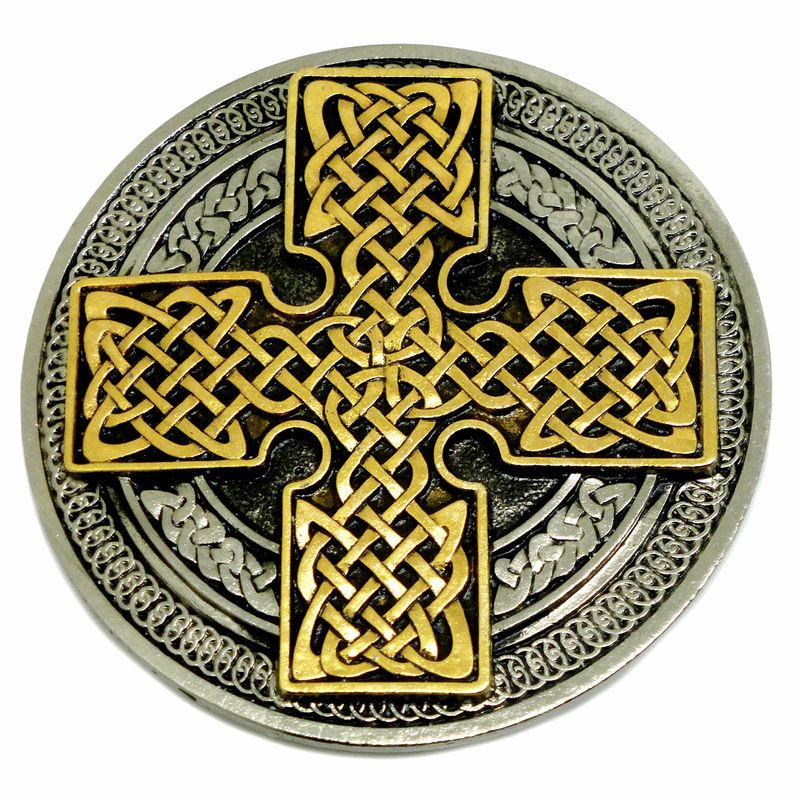 Celtic Knot/Cross Belt Buckle Circular Design 24ct GOLD Authentic ...
