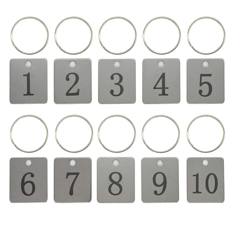 Rectangle Stainless Steel Number Tags Key Tags ID Tags with Key Rings ...