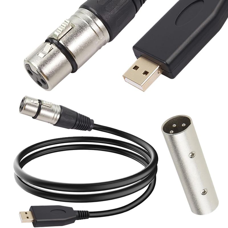 Xiatiaosann XLR USB Microphone Cable, 3 Pin XLR Female Adapter USB ...
