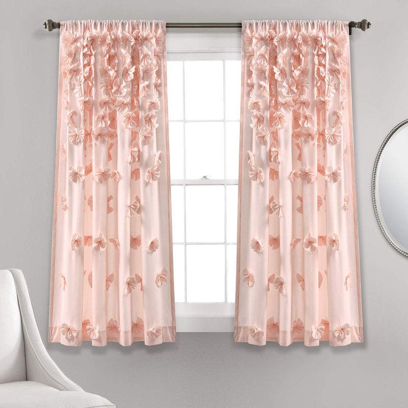 Lush Decor Riley Window Curtain Panel - Charming Handmade Bow Details ...