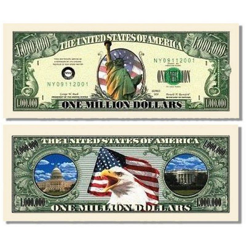 10 Lady Liberty Million Dollar Bills with Bonus “Thanks a Million” Gift ...