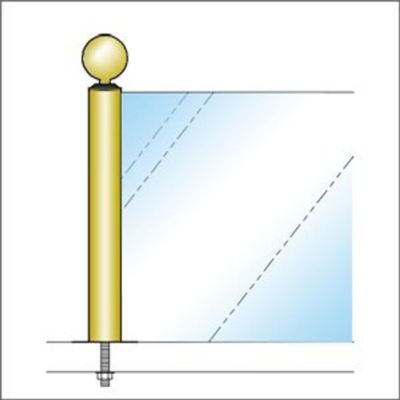 e-kanamono Glass Screen Pole (Booth Bar) S Type Flat 20mm x L 100mm ...