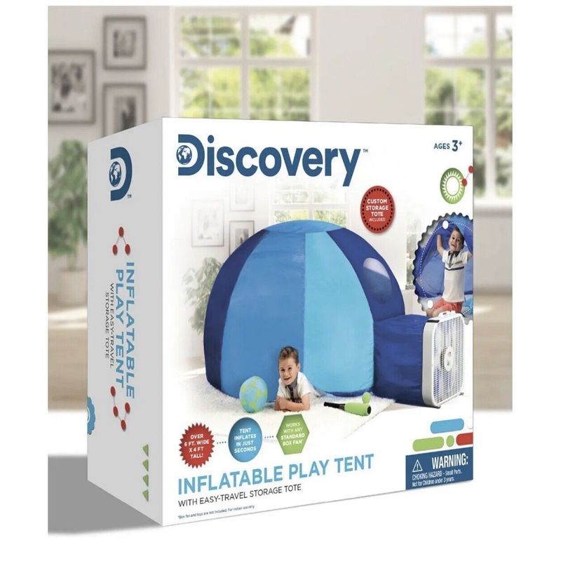 NEW Discovery Kids Inflatable Play Tent, w/ Easy Travel Storage Tote In ...