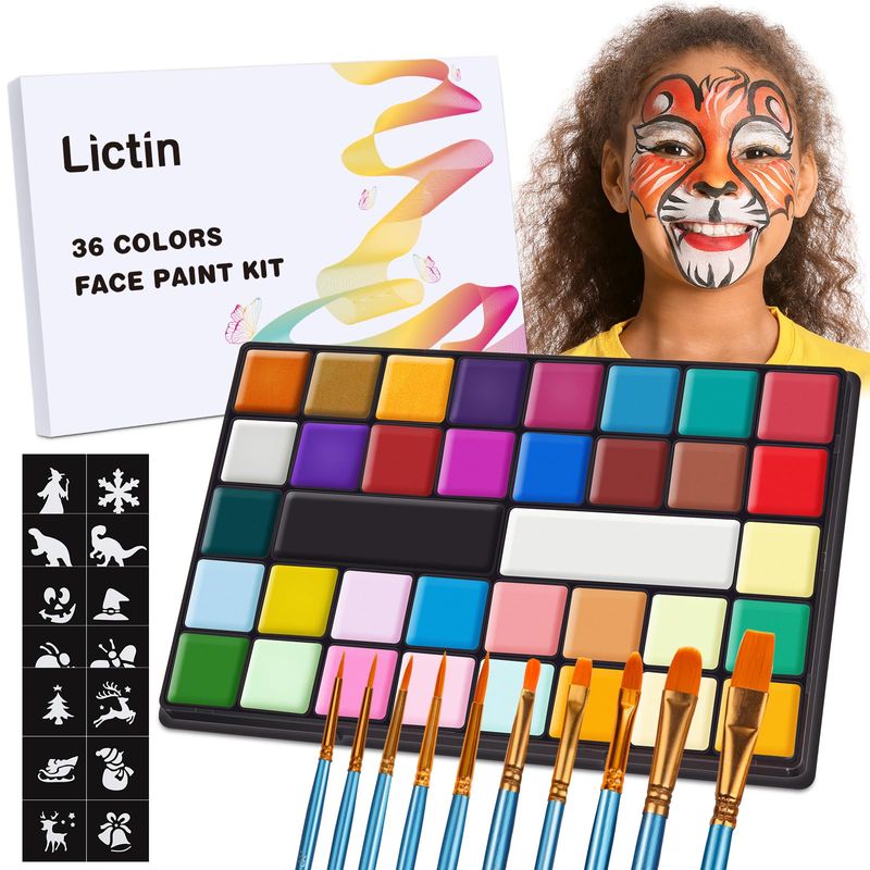 Lictin Face Body Painting Kit, 36 Colors Face&Body Paint Kit (20 ...